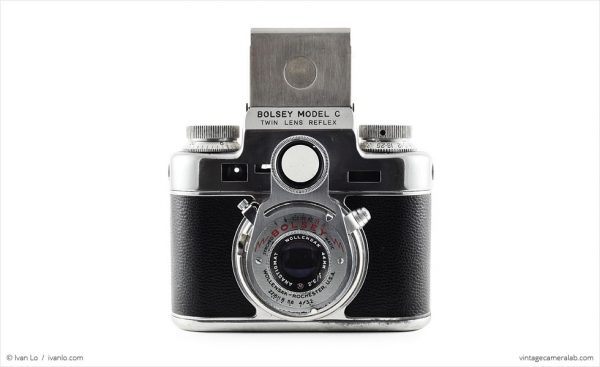 Bolsey Model C (front view, viewfinder open) – Vintage Camera Lab