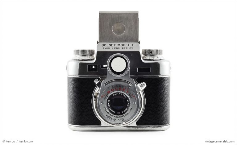 Bolsey Model C (front view, viewfinder open) – Vintage Camera Lab