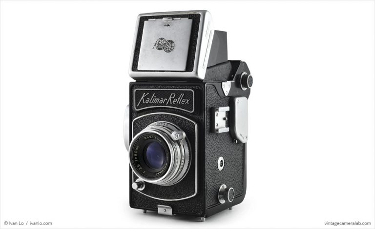 Kalimar Reflex (three-quarter view, viewfinder open, with Kaligar 80mm ...